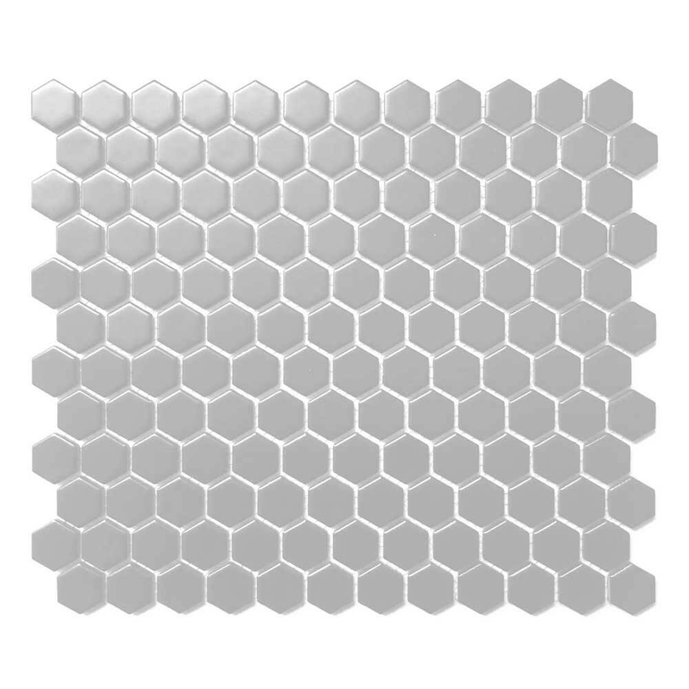 1" Array Gray Matte Hexagon Porcelain Mosaic Tile