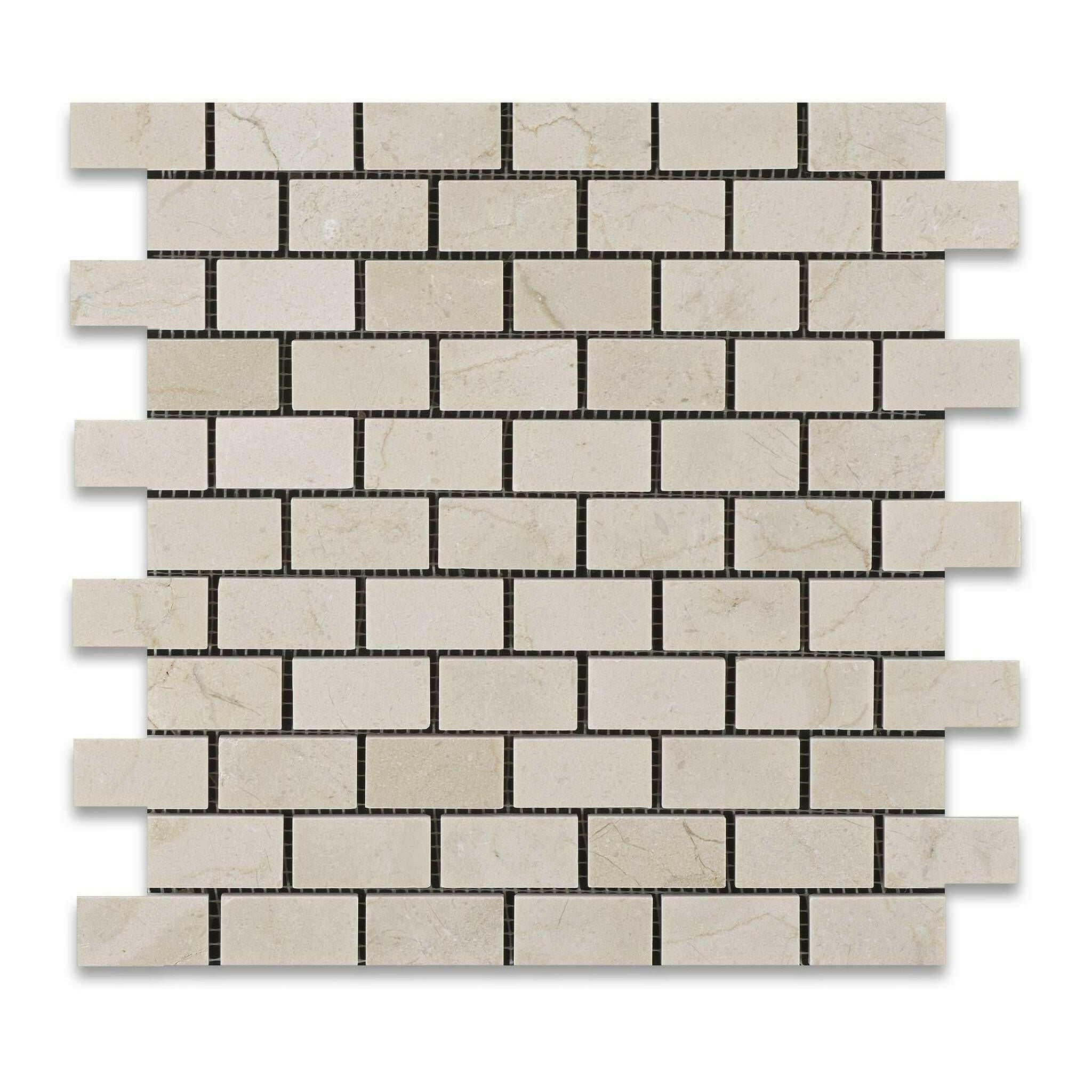 1x2 Crema Marfil Marble Honed Brick Mosaic Tile - American Tile Depot