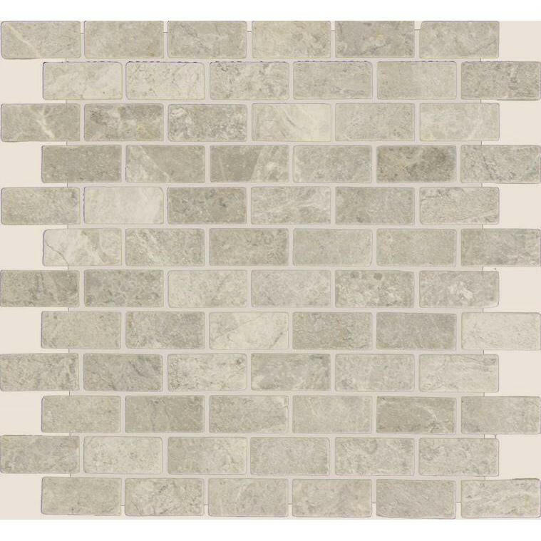 1x2 Tundra Gray (Atlantic Gray) Marble Polished Brick Mosaic Tile ...