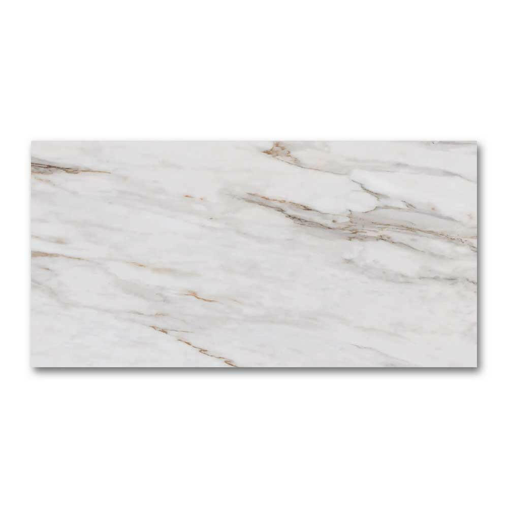12x24 Calacatta Gold Prima Marble Look Glossy Porcelain Tile
