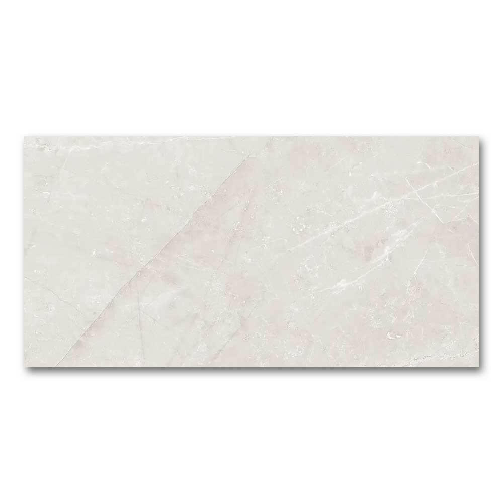 12x24 Gemma Etienne Light Gray Marble Look Glossy Porcelain Tile