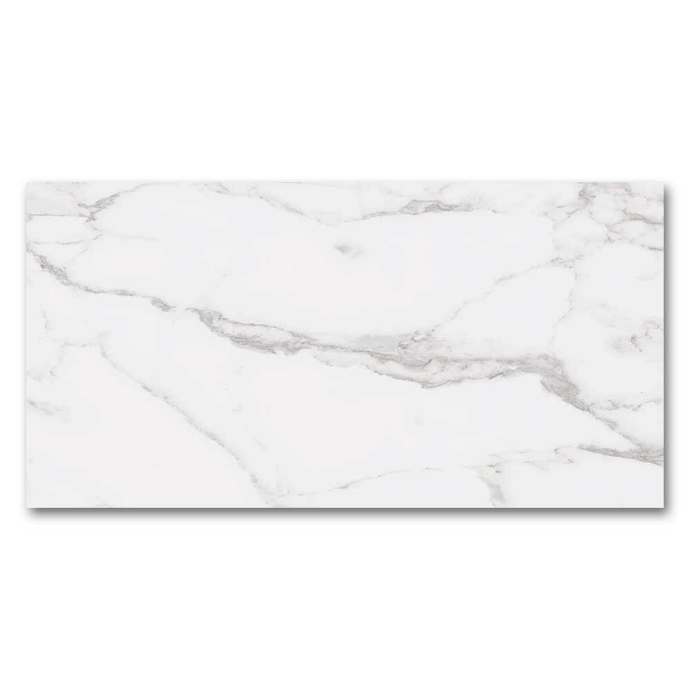 12x24 Statuario Blanco Marble Look Glossy Porcelain Tile