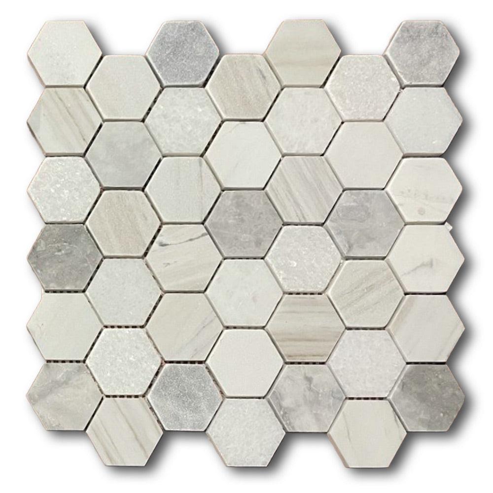 2" Beehive Coastal Hexagon Marble Mosaic Tile - American Tile Depot