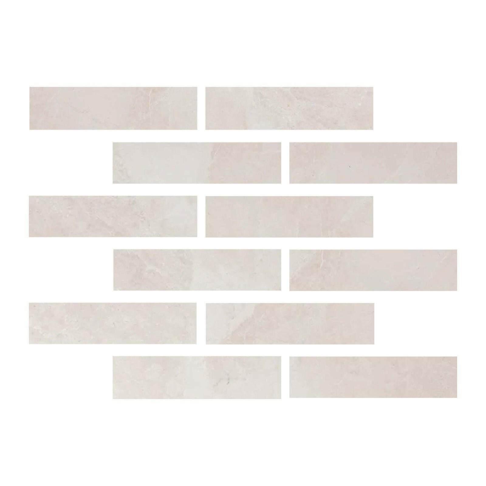 2x8 White Pearl / Botticino Marble Polished Tile