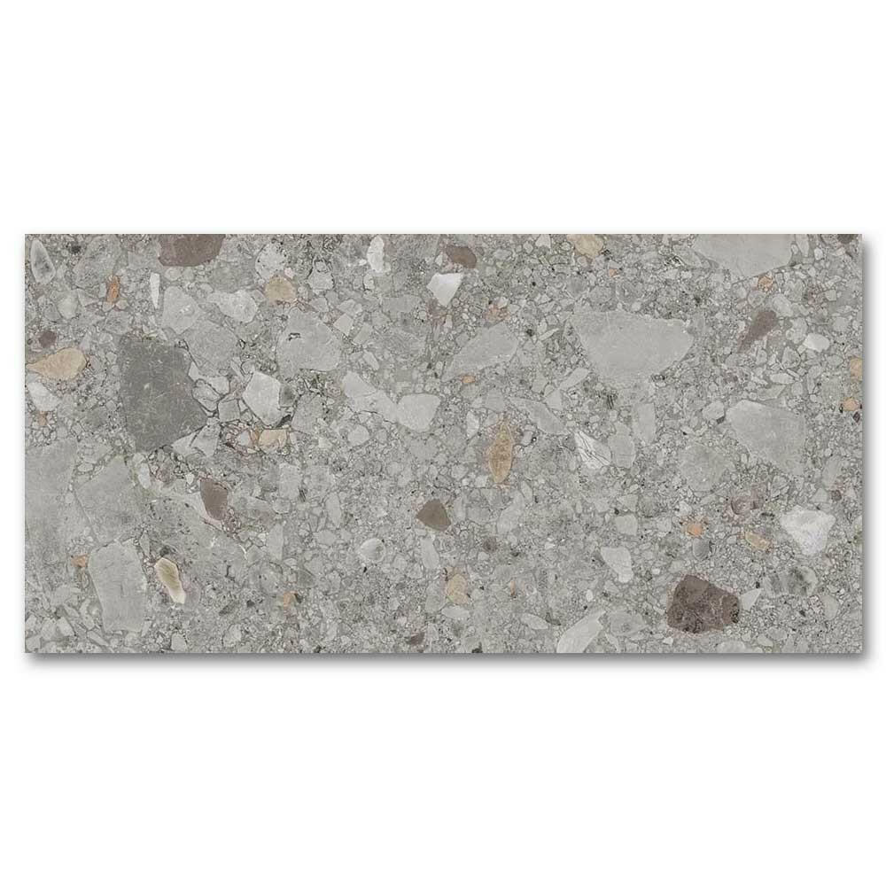 24x48 Uniquartz Gray Terrazzo Look Matte Porcelain Tile