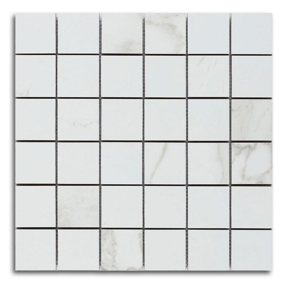 2x2 Borneo Calacatta Dora Matte Square Marble Laminated Porcelain Mosa