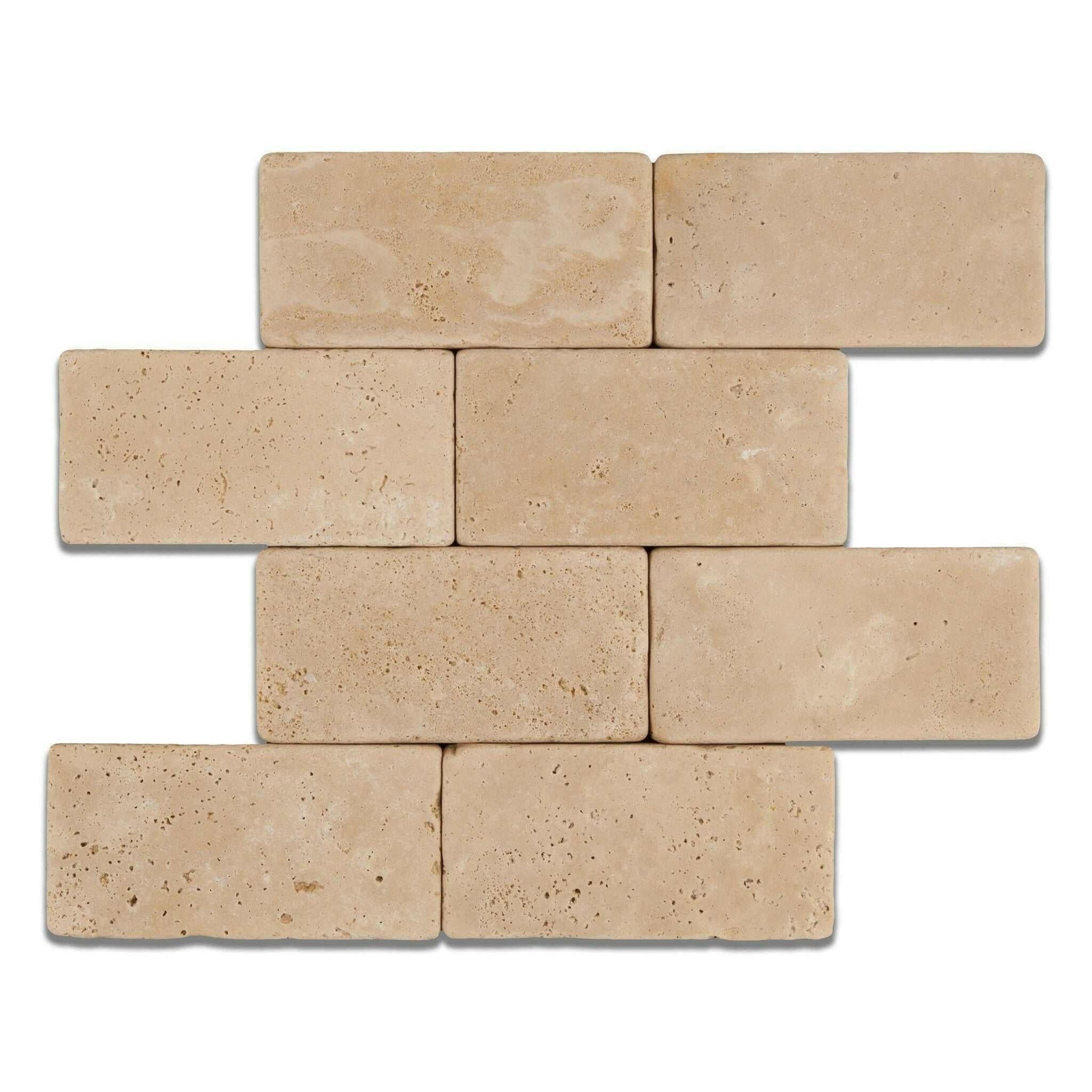 3x6 Ivory Travertine Tumbled Tile - American Tile Depot