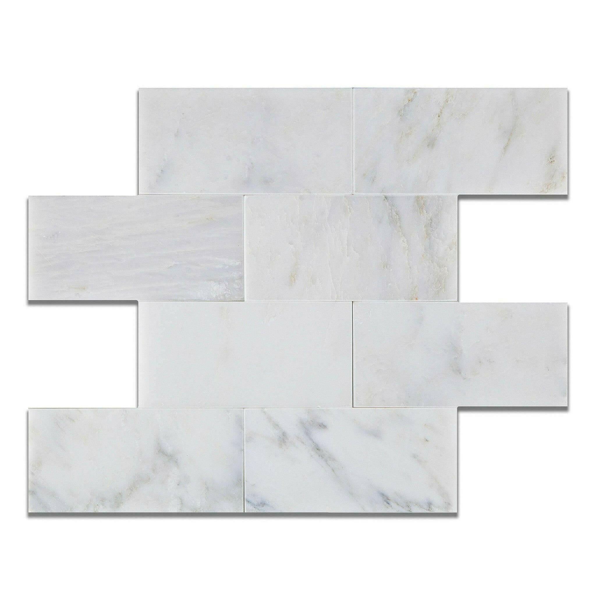 3x6 Oriental White / Asian Statuary Marble Honed Tile