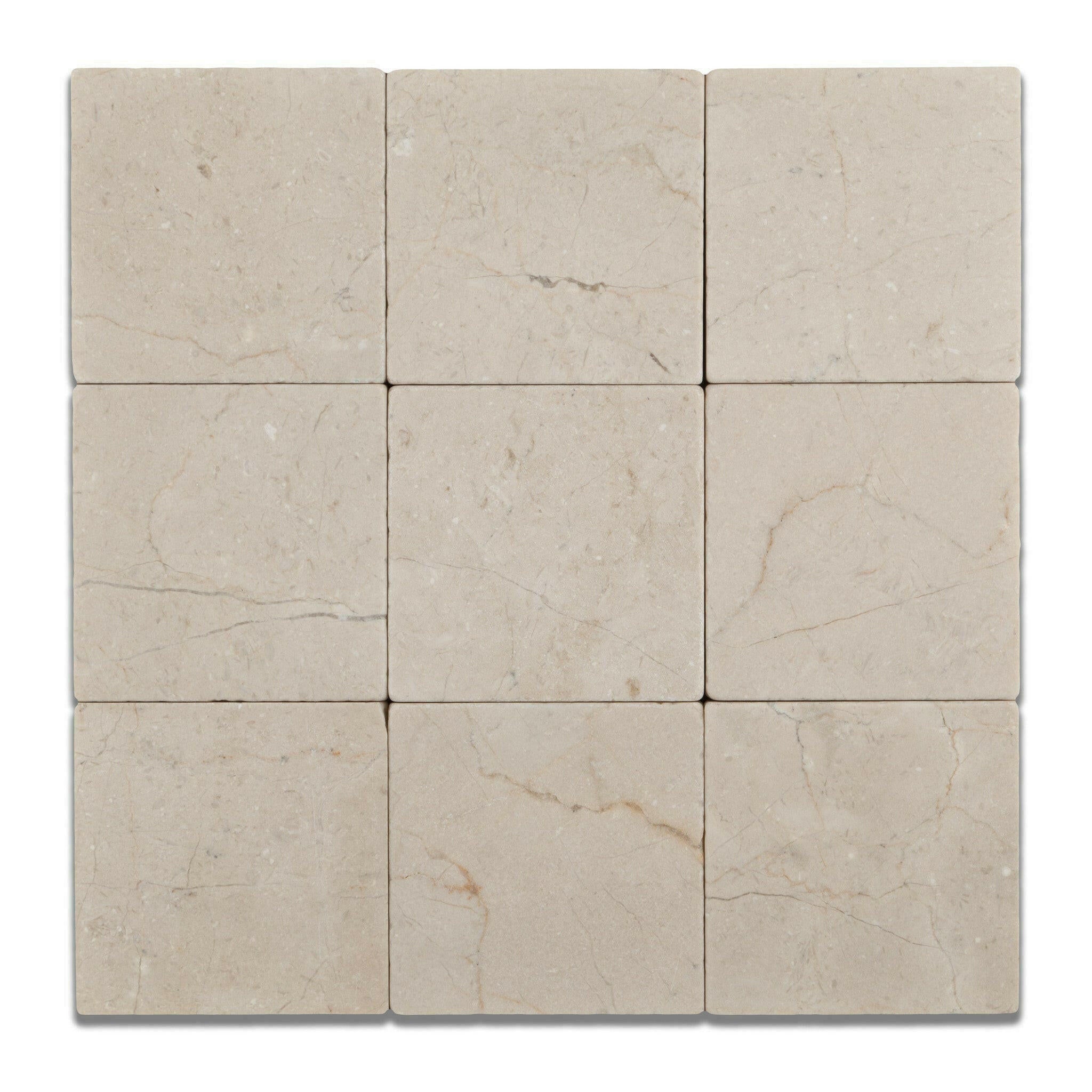 4x4 Crema Marfil Marble Tumbled Tile - American Tile Depot