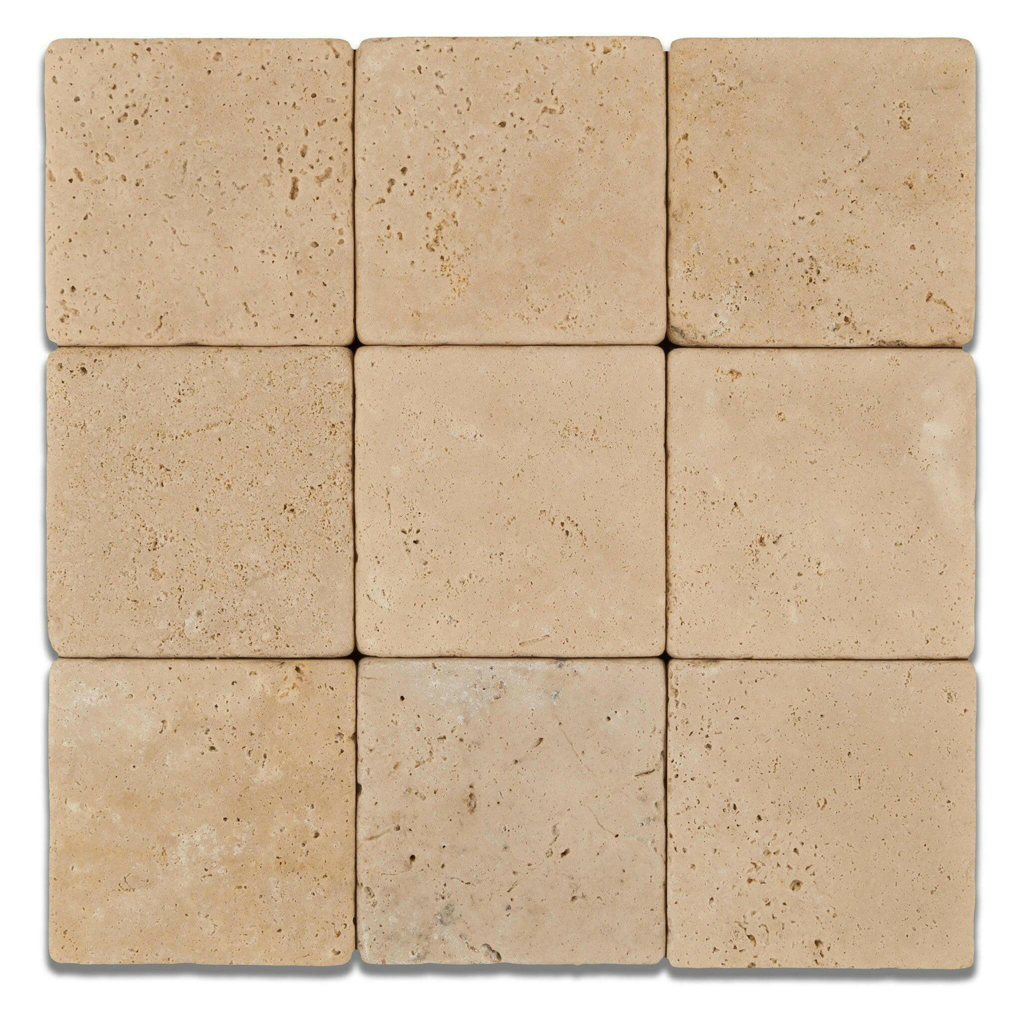 4x4 Ivory Travertine Tumbled Tile