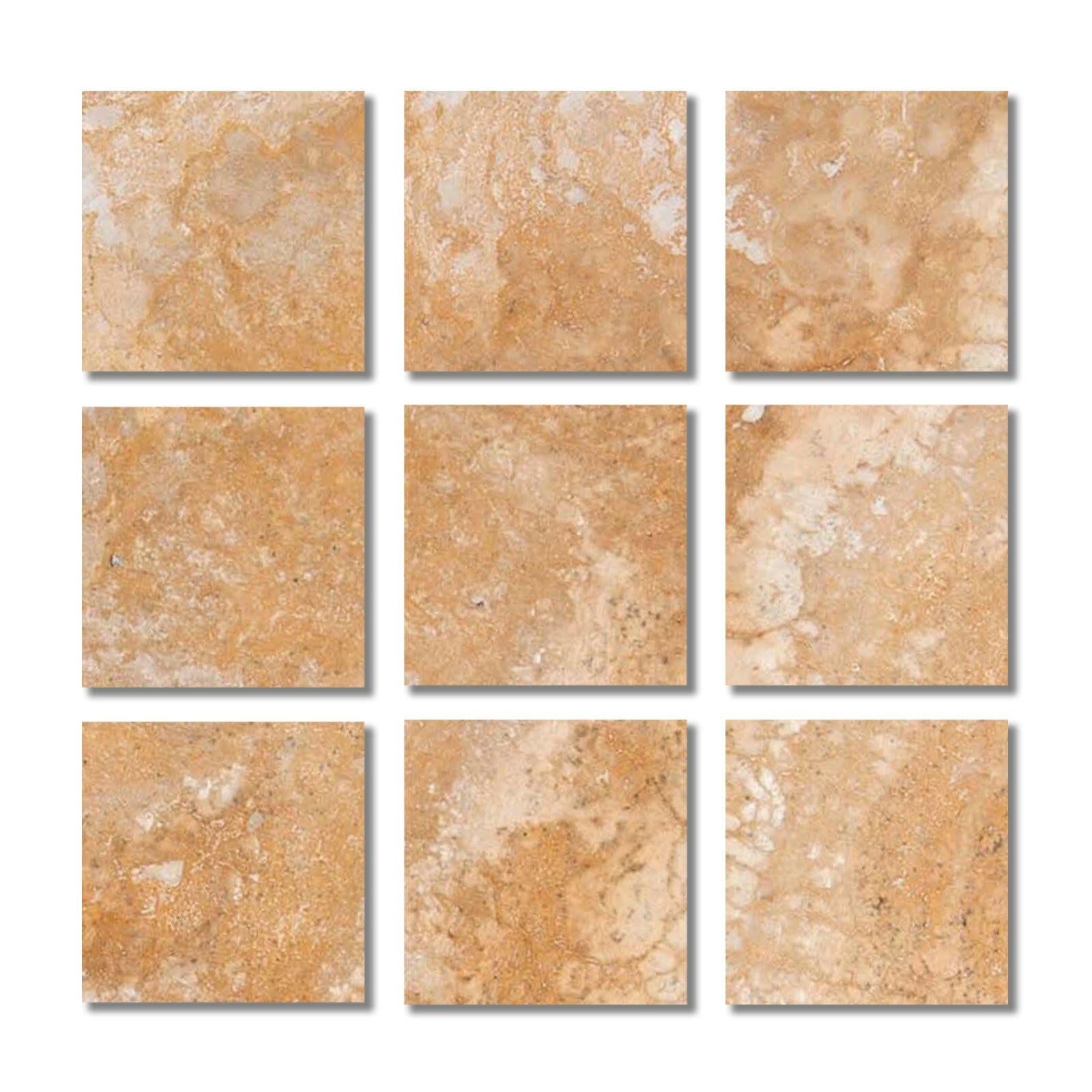 4x4 Valencia Travertine Filled & Honed Tile - American Tile Depot