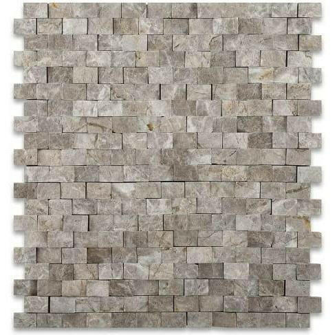 5/8x1 Tundra Gray (Atlantic Gray) Marble Split-Faced Mosaic Tile