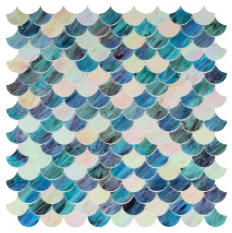 Seashell Sky Scale Glass Mosaic Tile