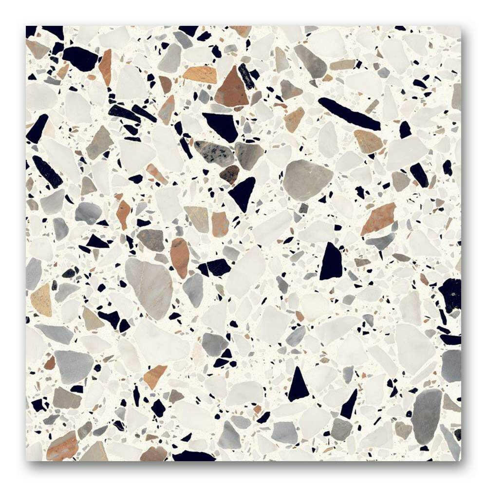8x8 Frammenti Bianco Macro Matte Terrazzo Look Porcelain Tile
