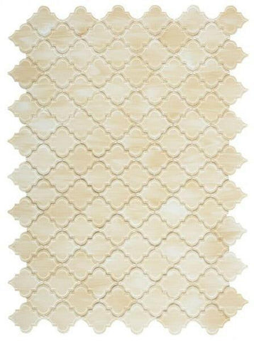 Sultan Beige Stroke Glossy Arabesque Glass Mosaic Tile