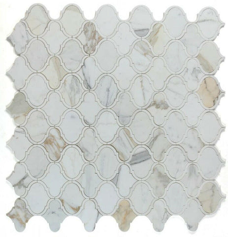 Grace Precious Calacatta Arabesque Waterjet Mosaic Wall Tile
