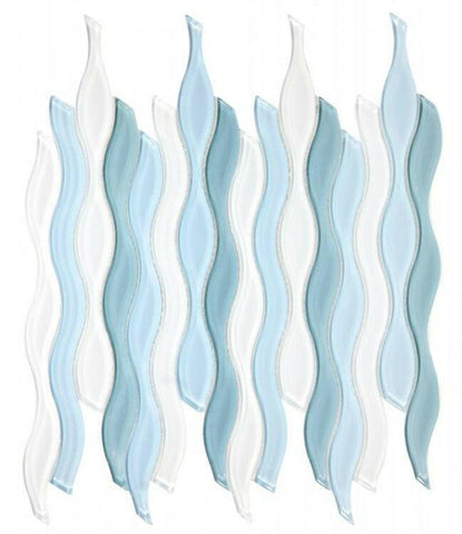Aqua Iris Glossy Wave Glass Mosaic Tile - American Tile Depot