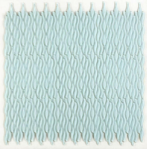 Aqua Light Green Glossy Wave Glass Mosaic Tile - American Tile Depot