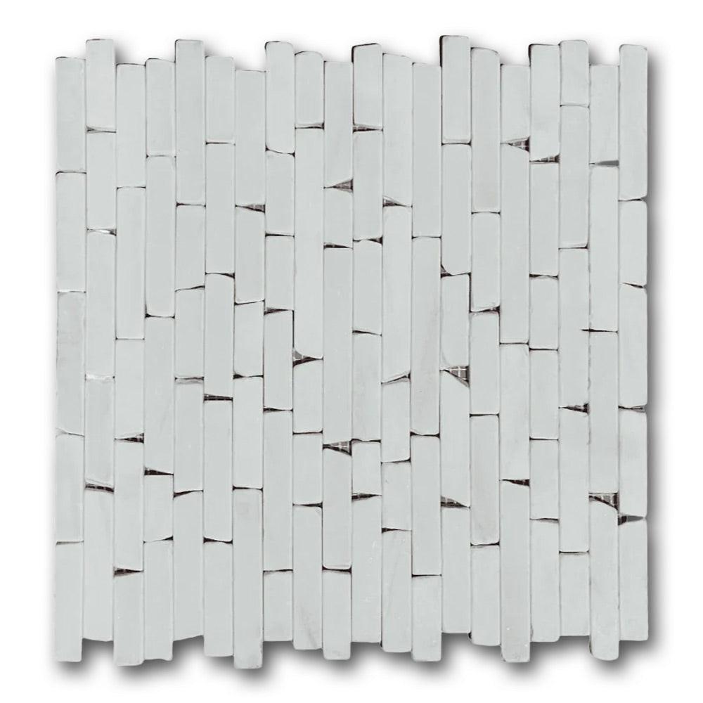 Bianco Dolomite Tumbled Random Strip Mosaic Tile