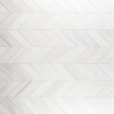 Bianco Dolomite Honed Large Chevron Marble Mosaic Tile