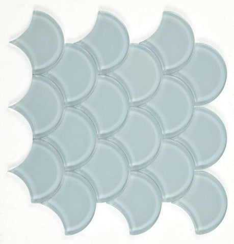 Fish Scale Turquoise Glossy Glass Mosaic Tile