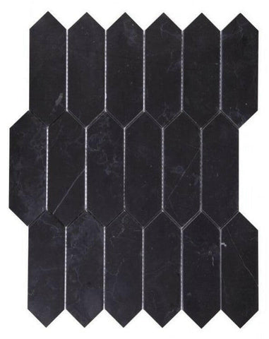 Sapphire Marquina Honed Elongated Hexagon Marble Mosaic Tile