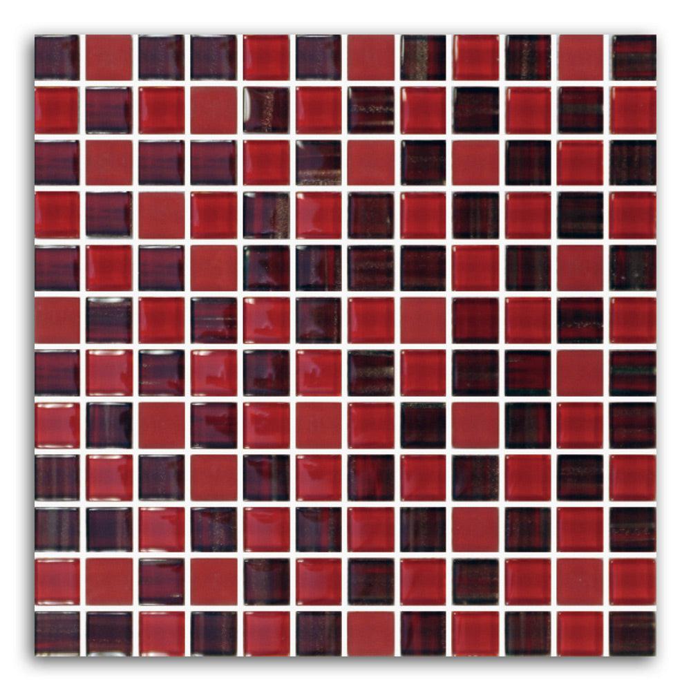 Garnet Square Glass Mosaic Wall Tile