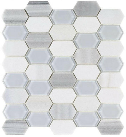 Zeta Light Elongated Hexagon Mosaic Wall Tile