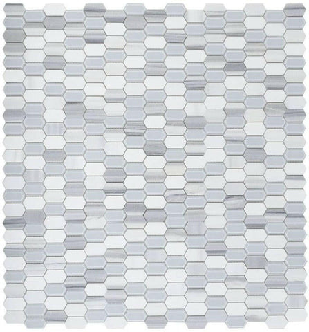Zeta Light Elongated Hexagon Mosaic Wall Tile