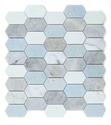 Zeta Livid Polished Elongated Hexagon Marble Mosaic Tile