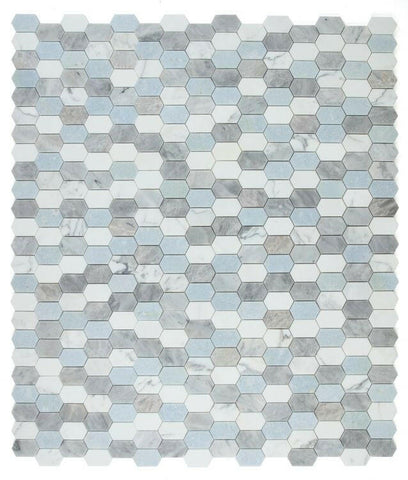 Zeta Livid Polished Elongated Hexagon Marble Mosaic Tile