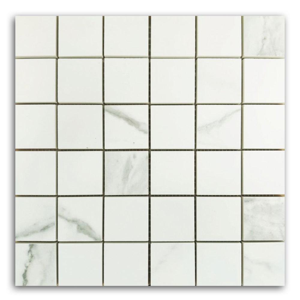 Timeless Statuario Soft Square Porcelain Mosaic Tile