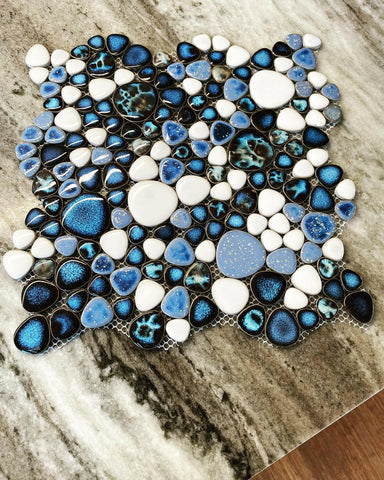 Venus Night Royal Blue Pebble Porcelain Mosaic Tile - American Tile Depot