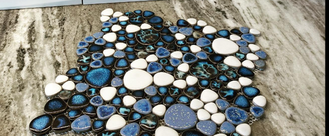 Venus Night Royal Blue Pebble Porcelain Mosaic Tile - American Tile Depot
