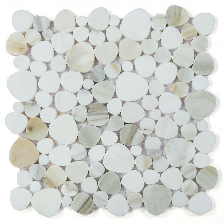 Athena Minerva Calacatta Gold Polished Pebble Marble Mosaic Tile