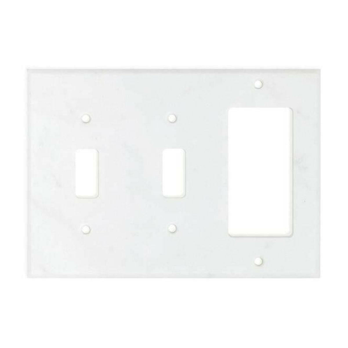 Italian Carrara White Marble Double Toggle Rocker Switch Wall Plate