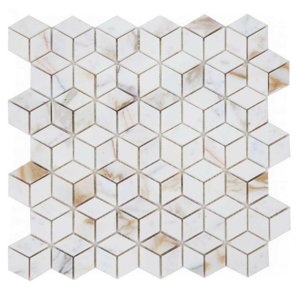 Precious Stone Cubic Calacatta Gold Polished Diamond Marble Mosaic Til ...