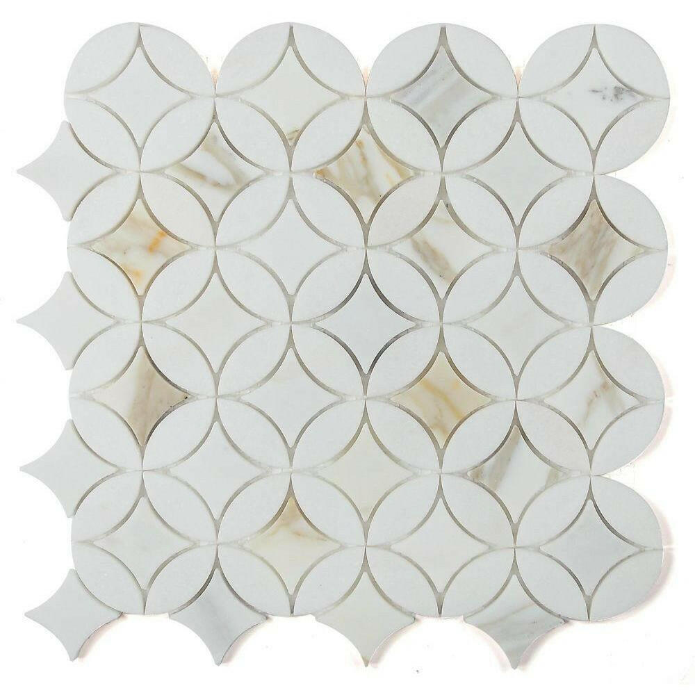 Precious Stone Embrace Calacatta Gold Polished Circular Marble Mosaic