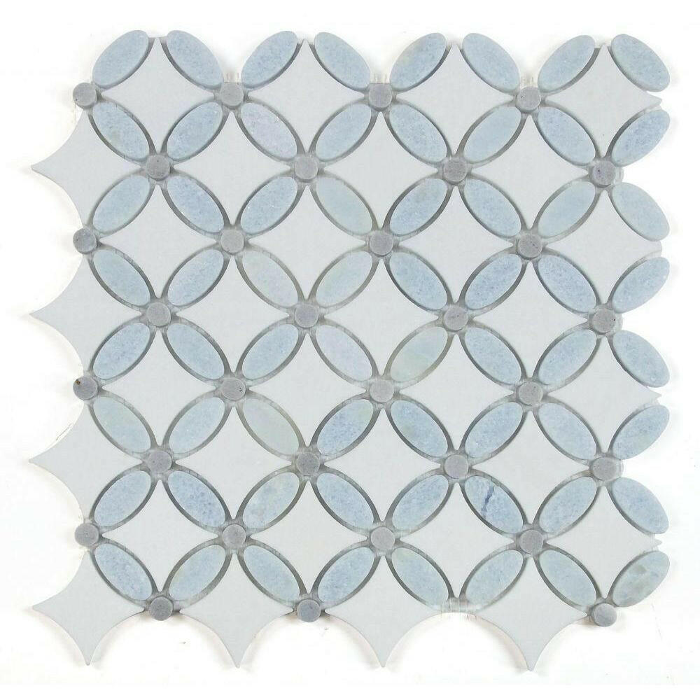 Precious Stone Lavender Crystal Ocean Circular Marble Mosaic Tile