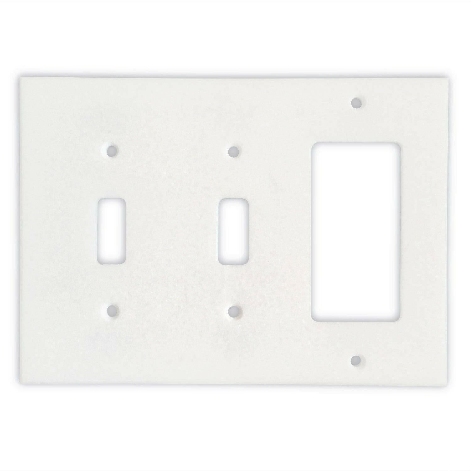 Thassos White Marble Double Toggle Rocker Switch Wall Plate / Switch P