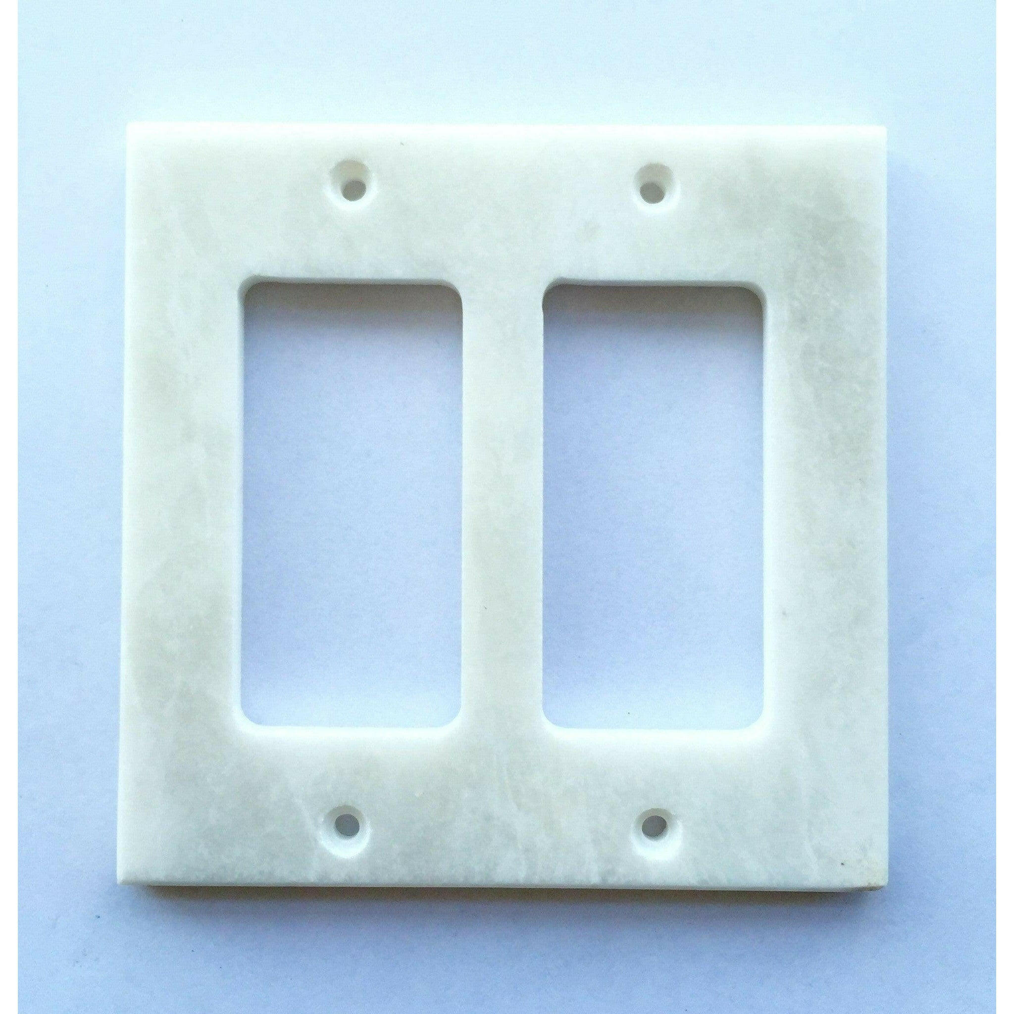 White Marble (Meram Blanc) Double Rocker Switch Wall Plate / Switch Pl ...